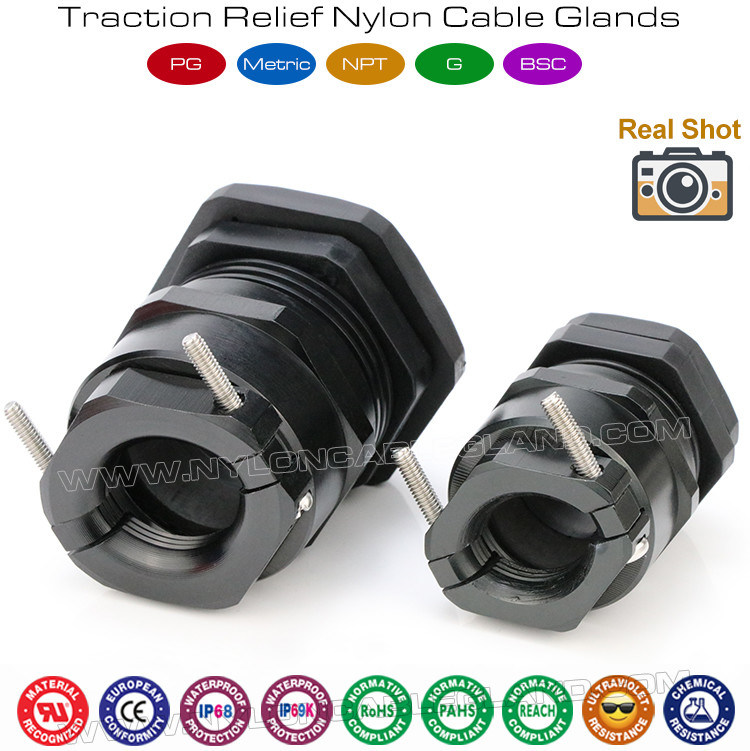 Plastic (Polyamide) Cable Gland IP68 IP69K with Strain Relief Metal Clamp