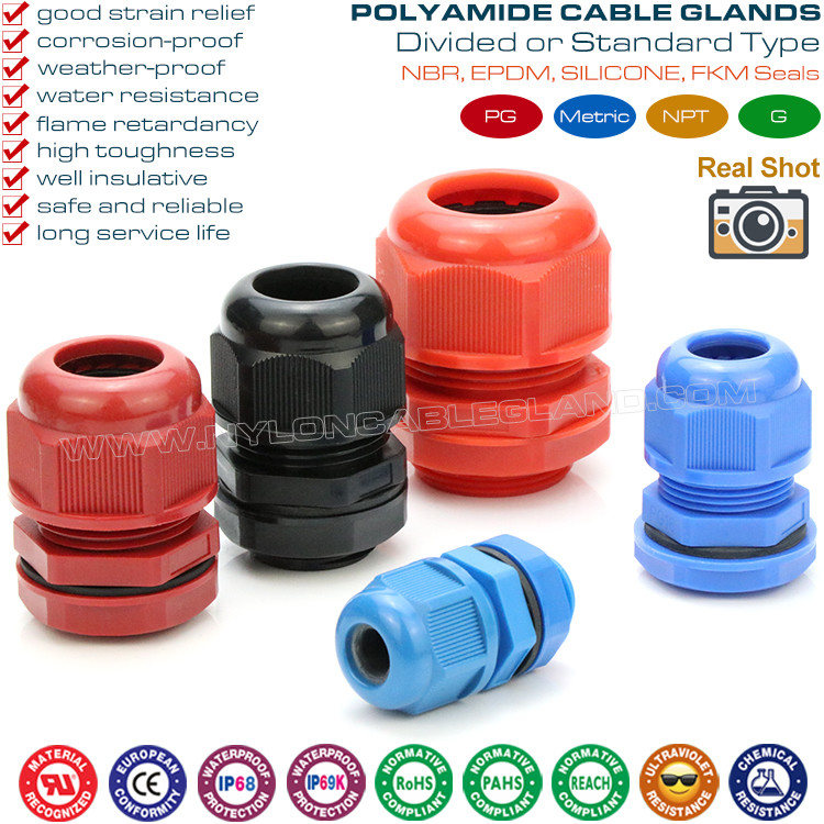 Polyamide Polymer Metric Electrical Cable Glands Waterproof Adjustable ...