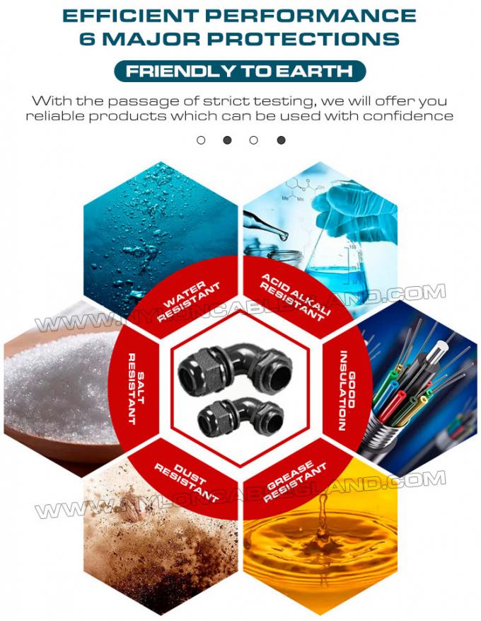 90° Elbow Hermetic Cable Glands, IP68 Waterproof Right Angled ...